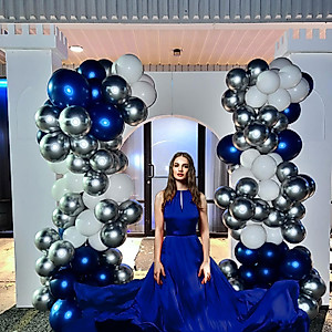 Kozee Chrome Blue Double-Stuffed Balloons different sizes 52 PACK 18+10+5 inch Metallic Navy Blue balloon Garland kit For 2023Graduation Wedding Birthday baby shower anniversary decorations