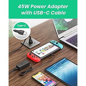 Switch Charger for Nintendo Switch Charger Cable Power Adapter 15V 3A Fast Charging Compatible with Switch/Switch Lite/Switch OLED Power Supply Cord