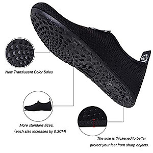 WateLves Water Shoes for Womens Mens Barefoot Quick-Dry Aqua Socks for Beach Swim Surf Yoga Exercise New Translucent Color Soles (Dots-Black, 38/39)