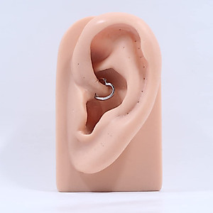 FANSING 16g 8mm Daith Earring for Women 316L Surgical Steel Daith Piercing Jewelry Silver Daith Jewelry 16 Gauge Heart Clicker Piercing Earring Hypoallergenic