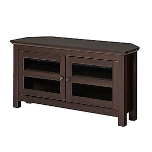 Walker Edison Modern Farmhouse Wood Corner Universal TV Stand for TV's up to 50" Flat Screen Living Room Storage Entertainment Center, 44 Inch, Espresso Brown