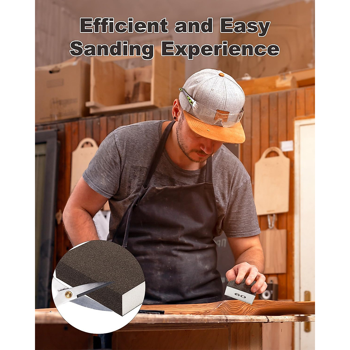 Rocaris 60 Pack Sanding Blocks, Washable and Reusable Sanding Sponge Fine Coarse for Wood and Drywall 60, 80, 100, 120, 180, 220 Grit