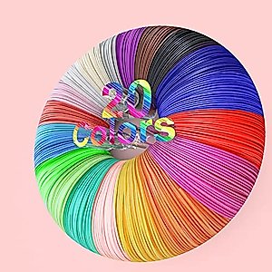 3D Pen Filament Refills,20 Colors,Each Color 16.4 Feet,PCL Filament 1.75mm for 3D Pen Printer,Safe Refills,Gifts for Kids(Total 328 Ft)