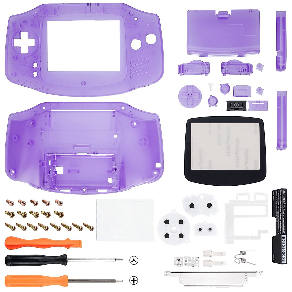 IPS Ready Upgraded eXtremeRate Clear Atomic Purple Replacement Shell Full Housing Cover + Buttons for Gameboy Advance GBA – Compatible with Both IPS & Standard LCD – Console & IPS Screen NOT Included
