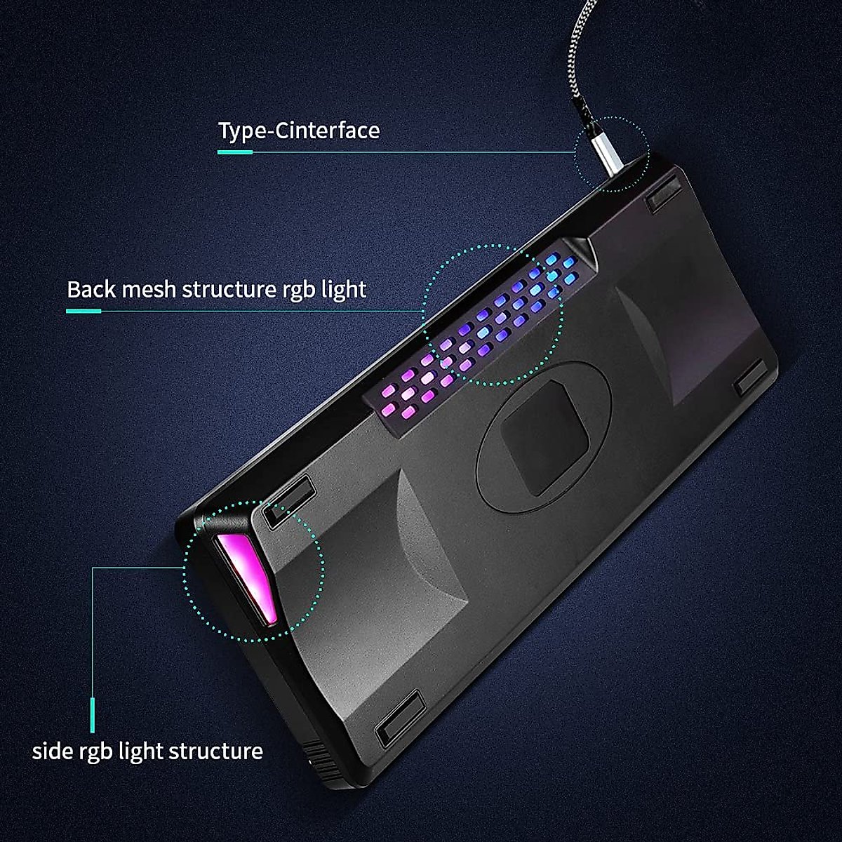 GK68 RGB Hot-Swappable Programmable Junction Box Can Be Replaced with Switch DIY Mechanical Keyboard Kit, Support AKKO, Cherry MX, Gateron, Kailh Mechanical Switch (Black)