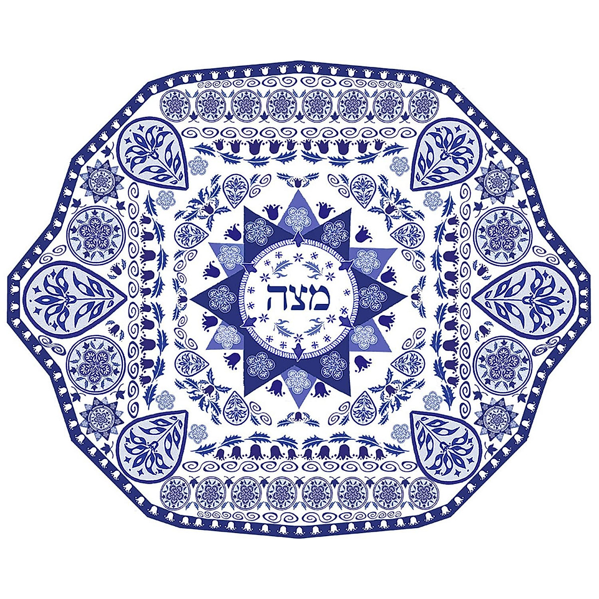 Aviv Judaica Prestigious Passover Seder Dinnerware Renaissance Set, Includes Round Porcelain Seder Plate, Square Matzo Tray, Silk Matza Cover & Afikoman Bag Magnificent Passover Decoration Dishware