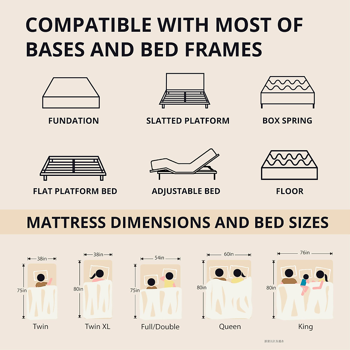 EGOHOME 10 Inch King Memory Foam Mattress for Back Pain, Cooling Gel Mattress Bed in a Box, Made in USA, CertiPUR-US Certified, Therapeutic Medium Mattress, 76x80x10 Black