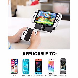 Playstand for Nintendo Switch, Portable and Foldable Magnetic Stand for Nintendo Switch/Steam Deck/Phone, 3 in 1 Accessories Kit with Stand, 2pcs Switch OLED Screen Protectors & 2pcs Wheel Grip Caps