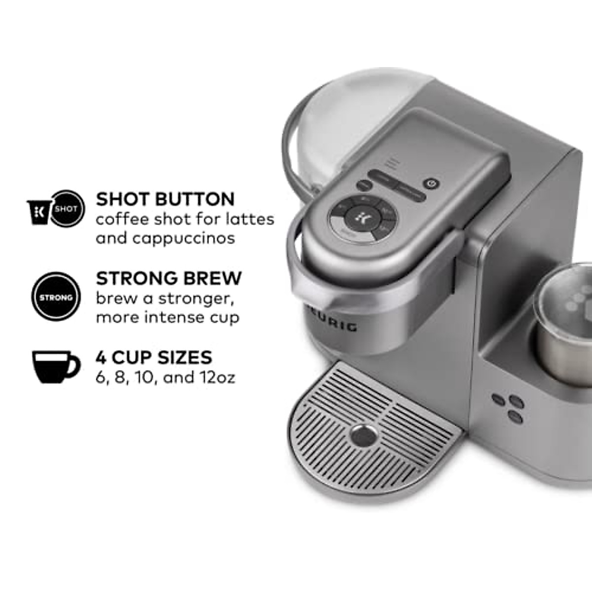 Keurig K-Cafe C Single Serve K-Cup Pod C Latte and Cappuccino Maker, 12, Nickel