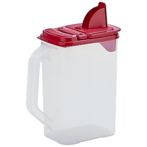 Buddeez Flour and Sugar Container - 4 Quart All Purpose Kitchen Organization and Storage Unit, Dry Storage Container For Kitchen, Large Food Storage Container for Organizing Your Pantry (Red Lid)