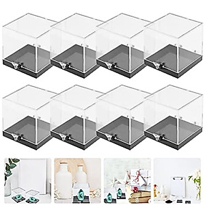 VOSAREA Specimen Display Case Crystal Storage 8pcs Clear Acrylic Box Square Rock Mineral Collection Display Case Specimen Sample Storage Acrylic Show Box Crystal Display Case Trinket Boxes