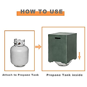 COSIEST 2-Piece Outdoor Propane Fire Pit Table Set w Tank, Green Faux Stone 35 inch Square Fire Table w 50,000 BTU Stainless Steel Burner, w Metal Lid 20lb Hideway Tank for Garden, Porch