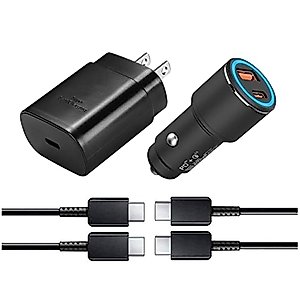 Samsung 25W Super Fast Charger Kit,PD USB C Charger Fast Charging Block/Car Adapter with 2X C to C Cord(5ft) for Samsung Galaxy S23/S22/S21/S20/Plus/Ultra/Note 20/Z Fold 3