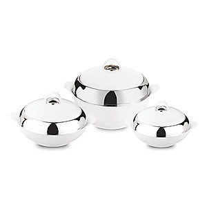 Tmvel Crescent Insulated Casserole Hot Pot - Insulated Serving Bowl With Lid - Food Warmer - 3 pcs Set 2.5 L / 3.5 L / 5 L