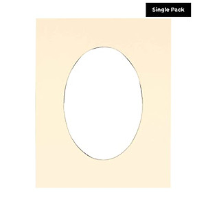 8.5x11 Mat Bevel Cut for 5.5x8.5 Photos - Precut Cream Oval Shaped Photo Mat Board Opening - Acid Free Matte to Protect Your Pictures - Bevel Cut for Family Photos, Pack of 1 Matboard