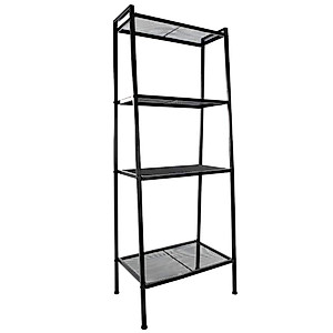 4-Tier Ladder Shelf Bookcase Decor Bookshelf Storage Flower Shelf Plant Display Shelf for Home Office (Black)