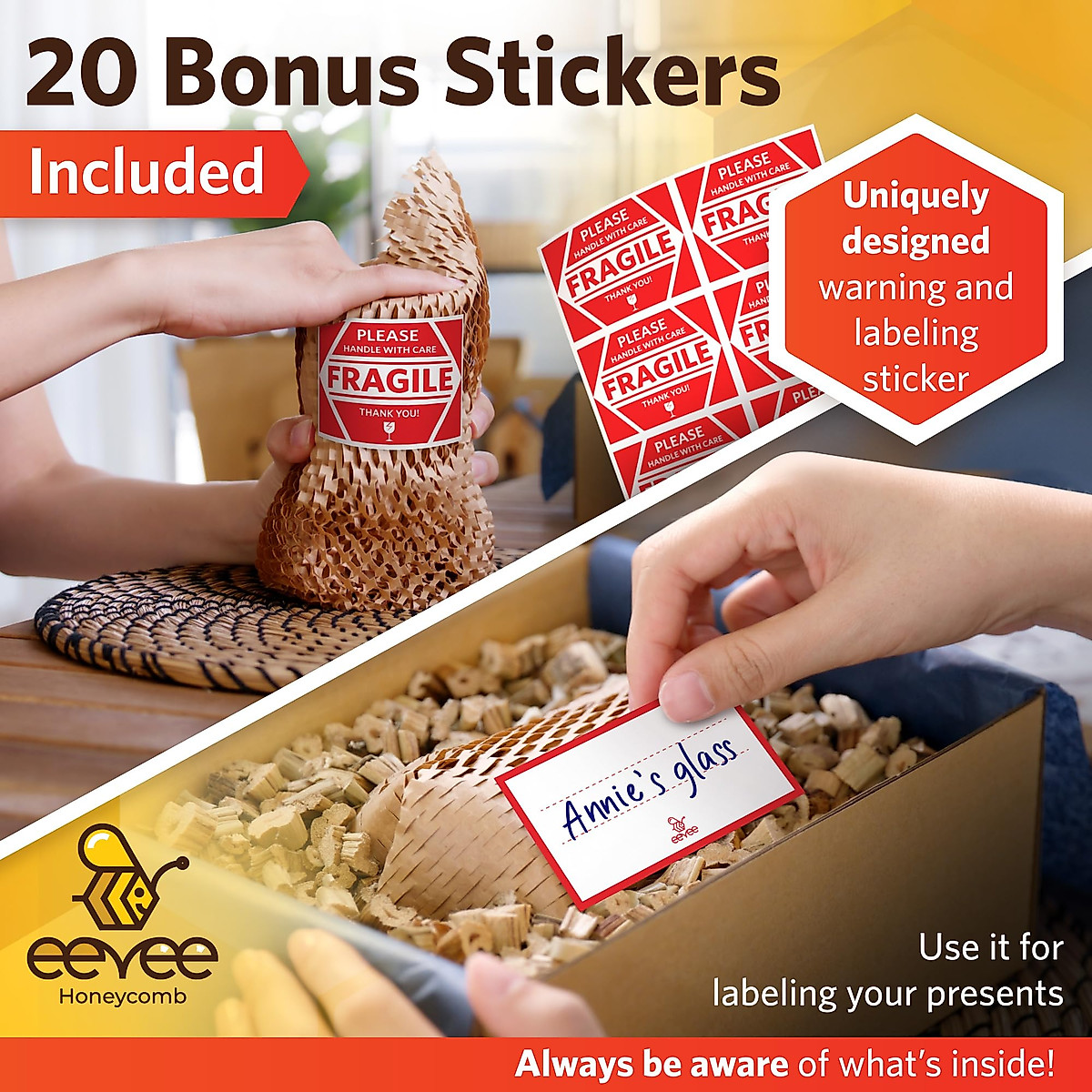 Honeycomb Packing Paper Sheets for Moving 12” x 12” Wrapping Paper Packing Sheets Honeycomb Bubble and Foam Wrap for Shipping Eco Friendly Packing Supplies for Moving 50 Pack