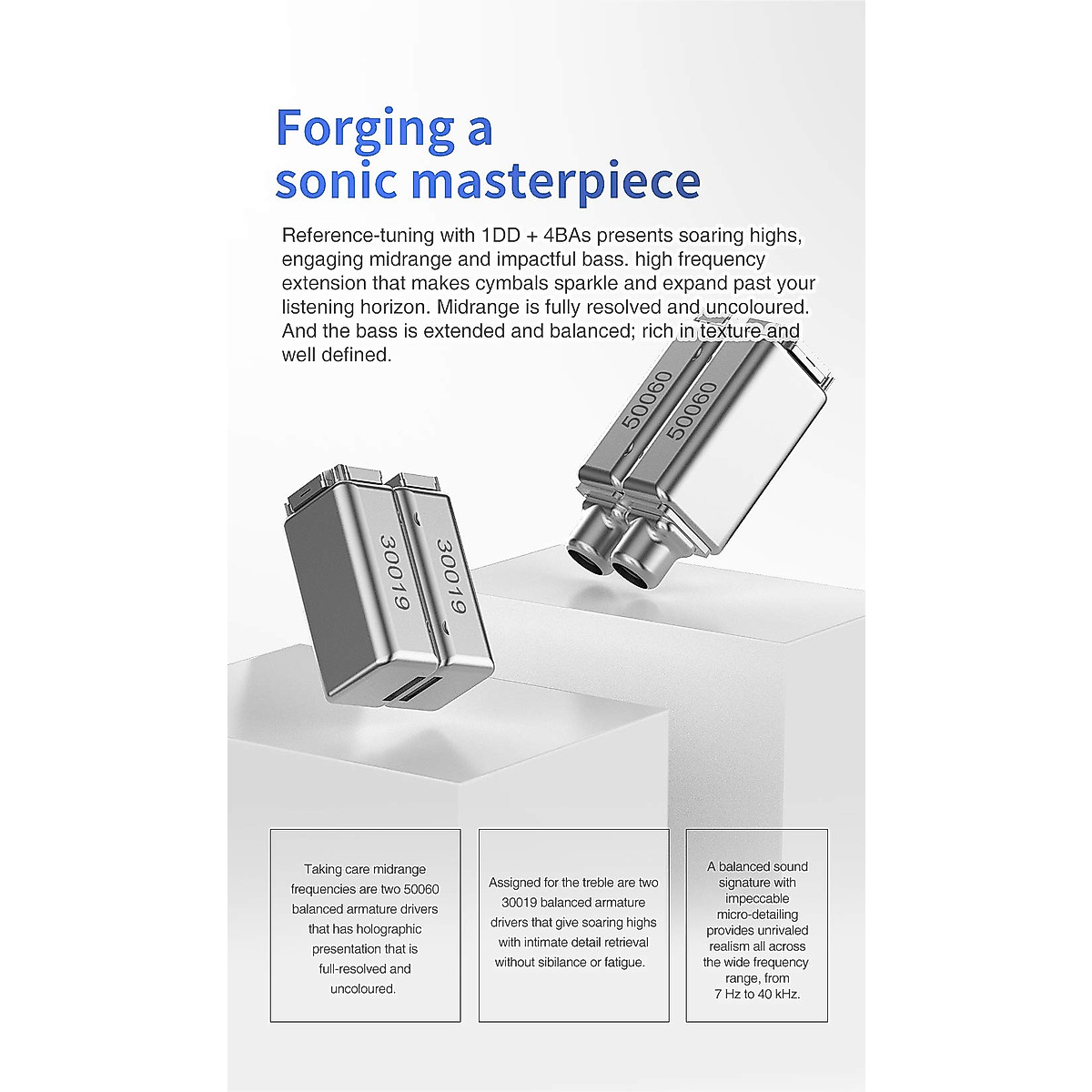 Senlee TRN V90 in Ear Hearphones 4BA 1DD Five Drivers Hybrid in Ear Monitors, TRN HiFi Earbuds1DD + 4BA with 3.5mm Plug 2pin 0.75mm Detachable Cable(with Mic, Midnight)