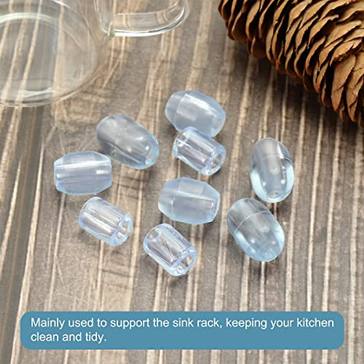 MECCANIXITY Kitchen Sink Rack Feet 4mm ID x 13mm OD PVC Sink Replacement Feet for Protective Sink Grid, Clear Pack of 40