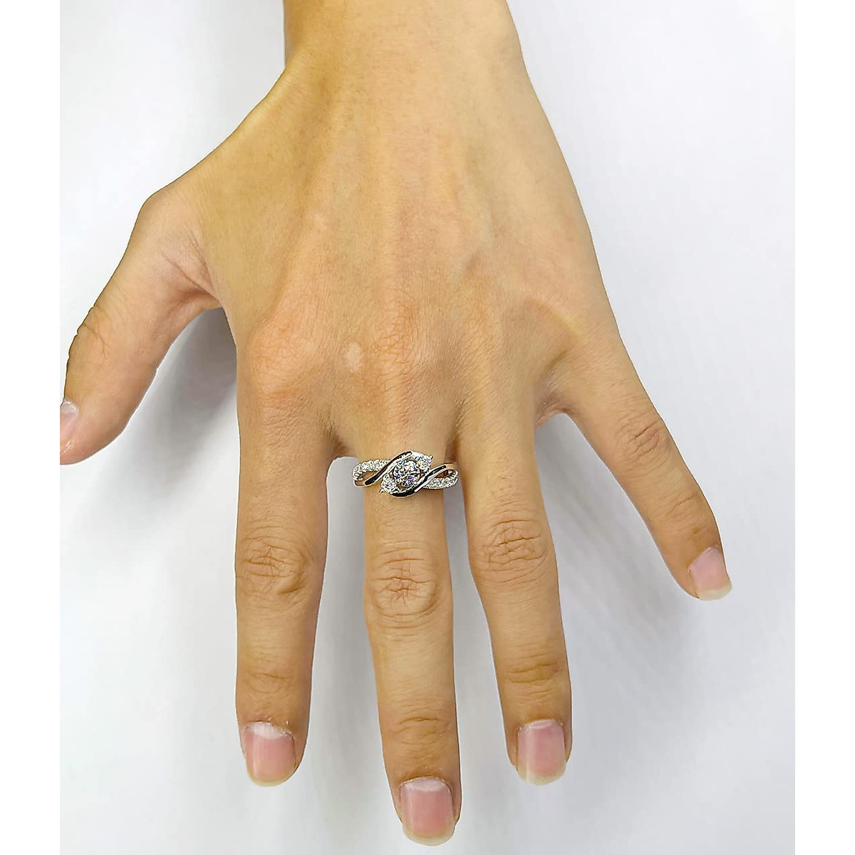 ZLAEBL 1.1 ct Three Stone Engagement Rings for Women 925 Sterling Silver Twisting Moissanite Rings Promise Moissanite Ring Love Gifts for Her,11