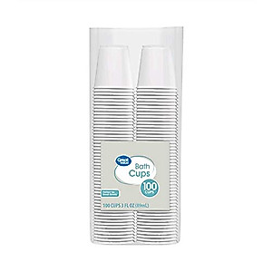 Bath Great Value 3 Oz White Plastic Cups, 100 Ct
