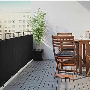 Vocray 3' x 16' Black Balcony Privacy Screen Fence Cover UV Resistant Protection Heavy Duty for Deck, Patio, Backyard, Railing Shield, Cable Ties Included, 90%