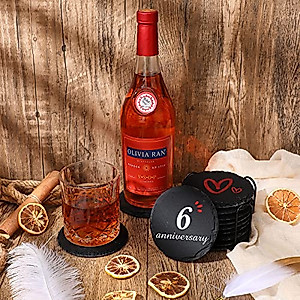 24 Pieces Black Slate Coasters with Holder Round Stone Coasters for Drinks 4 Inch Rustic Handmade Bar Coasters Set with Anti Scratch Bottom for Coffee Table Kitchen Home