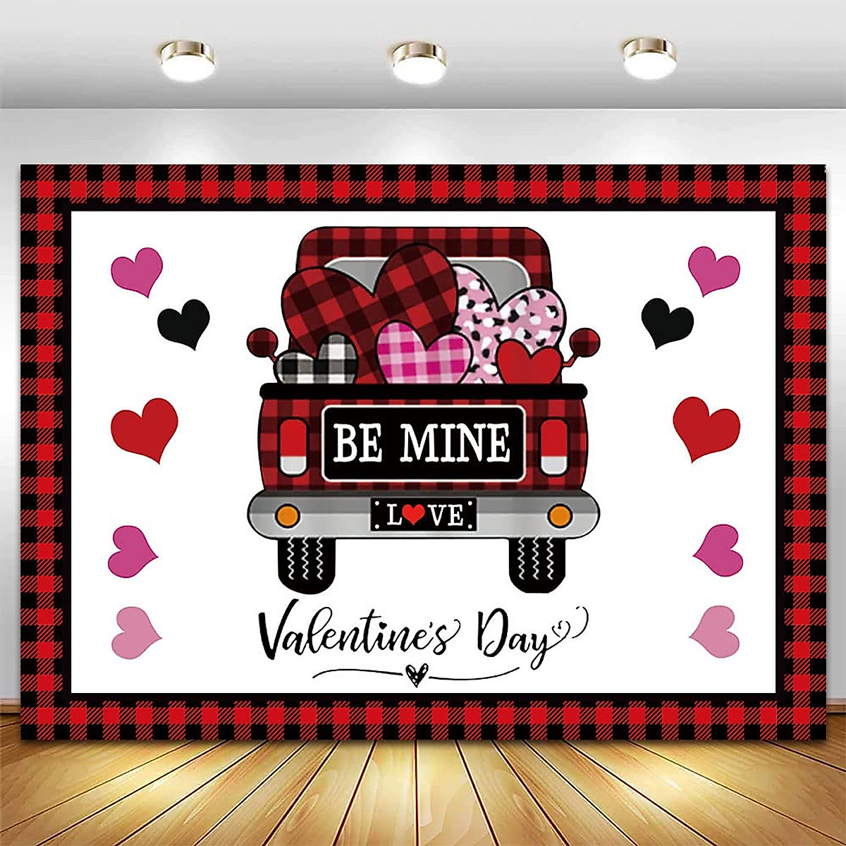 7x5ft Happy Valentine's Day Backdrop Red Love Heart Trunk Photo Background for Valentines Party Portraits Be Mine Decor Wedding Bridal Shower Banner Photoshoot Supplies