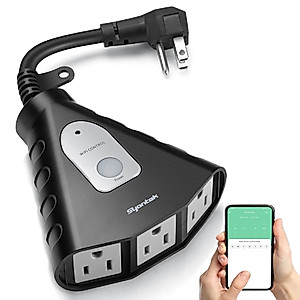 Syantek Outdoor WiFi Outlet, Smart Outdoor Plug with 3 Ground Outlets, Compatible with Amazon Alexa, Google Assistant, Remote Control, Timer, Waterproof, FCC Certified for Outdoor and Chritmas Lights