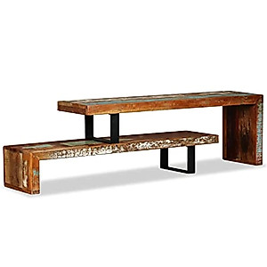 vidaXL Solid Wood TV Stand Adjustable Rustic Shelf Unit Riser Console Table
