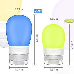 AICMEI 4-Pack Squeeze Salad Dressing Bottles, Leak Proof Food Storage Sauce Bottles Sauce Bottles, Portable Small Salad Dressing Containers,Food-grade Silicone- 4 Colors(1.3oz and 2 oz)
