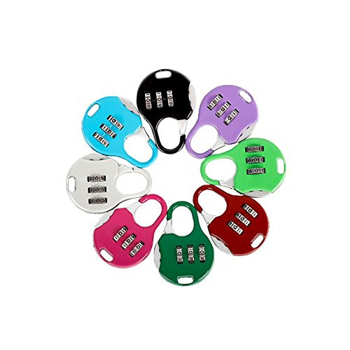 ZPLIUST 3 Digit Combinations Padlock The Safe Cipher Lock Resettable Code Lock, Color Locks (8 Pack)