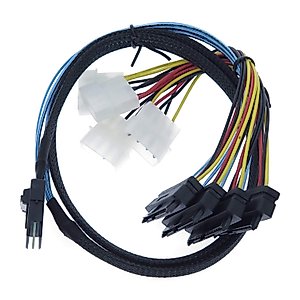 EDIMS Mini SAS to SAS Cable Internal Breakout Cable SFF-8087 to SFF-8482 with 4X Molex Power Connectors for Raid Controller to Hard Drive 3.3FT