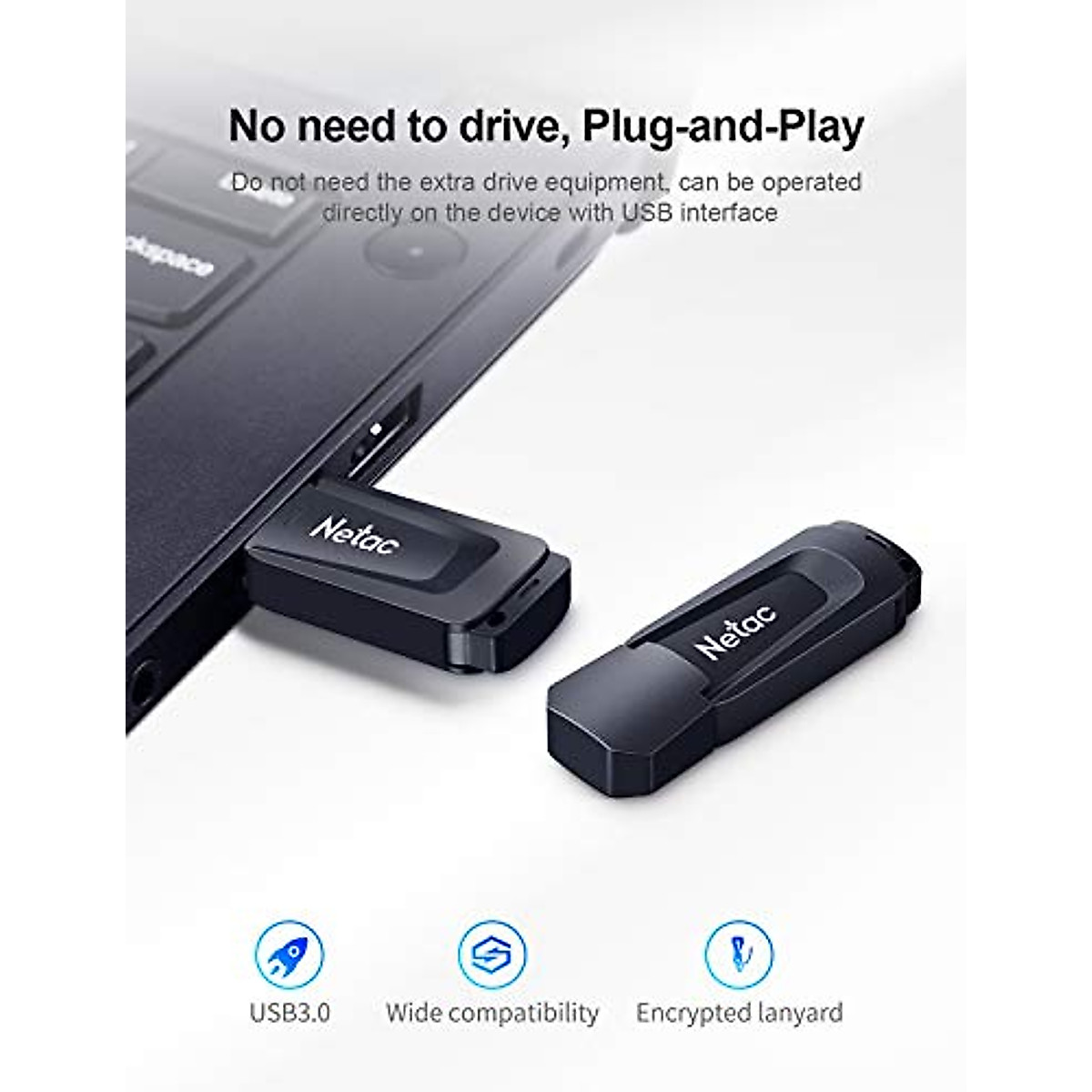 Netac 256GB Thumb Drive, 256GB Flash Drive 3.0 USB Sticks Jump Drive, Read Speeds up to 90MB/s