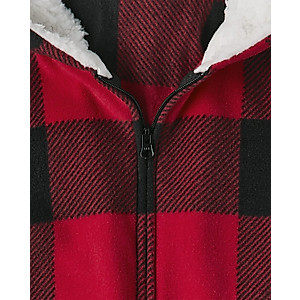 The Children's Place,Family Matching Chirstmas Holiday Fleece Pajamas Sets, Adult, Big Kid, Toddler, Baby,Kids - Onesie,RED/BLK BUFF,XX-Large