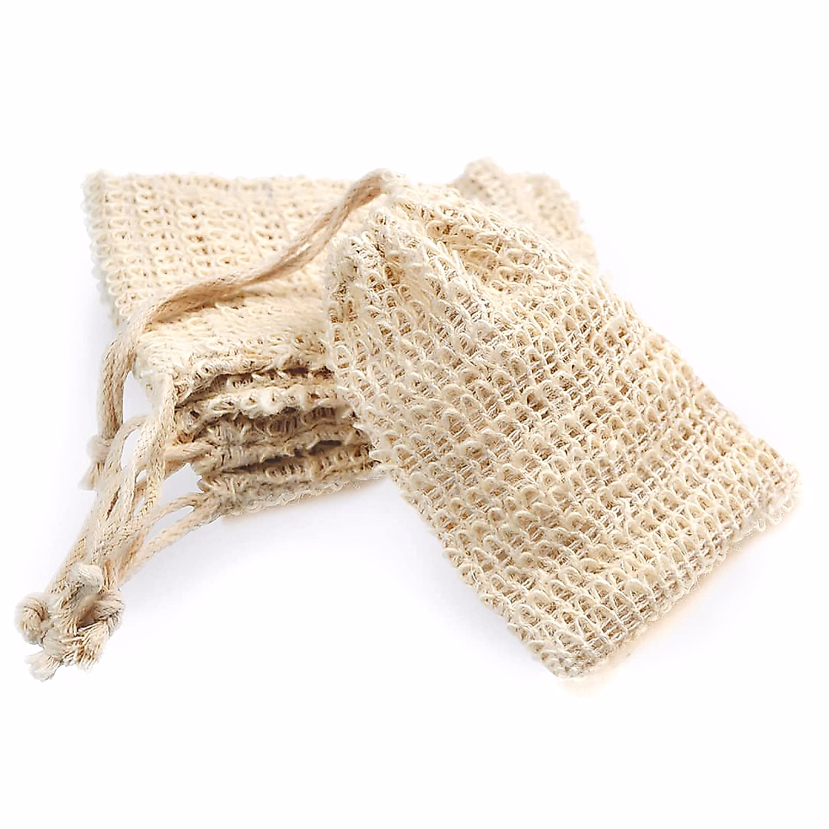 ZEPELOFFY Soap Bag,5 Packs Bar Soap Pouch,Sisal Soap Saver Bags Mesh for Exfoliating, Shower,Scrubber