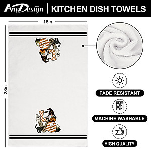 AnyDesign Halloween Kitchen Dish Towel 18 x 28 Inch Halloween Gnome Pumpkin Truck Love Tea Towel Trick or Treat Drying Dishcloth Hand Towel for Kitchen Cooking Bake, 4 Packs