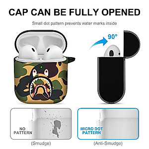 CULIPPA for AirPods 2 Case Cover Shark Mouth Camo Style pattern Design for Airpods 2nd Generation Silicone Protective Case Shockproof for Women Girls with Keychain for Apple Airpods 2/1 Charging Case
