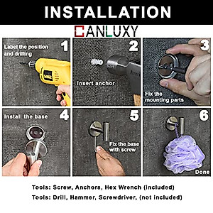 CANLUXY Towel Hooks for Bathroom 2 Pack - Robe Hooks for Kitchen Bath Wall Mounted - Towel Robe 2 Hooks Brushed