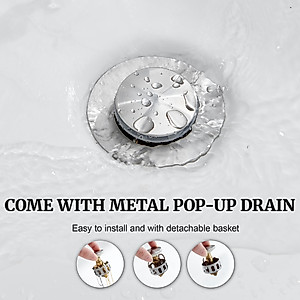 Ultimate Unicorn 8 inch Bathroom Faucet Brushed Nickel, Waterfall Bathroom Sink Faucet with Metal Pop-up Sink Drain Stopper and 2 Supply Hoses,2 Handle Widespread Faucet for Vanity Sink 3 Holes