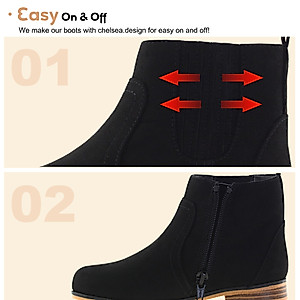 LseLom Girls Chelsea Boots Ankle Boots for Girls with Zipper Short Suede Booties Fashion Boots for Toddler/Little Kids Black US 8