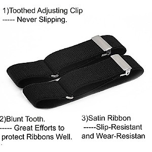 Cyprinus Carpio 2 Pieces Adjustable Shirt Sleeve Holders Anti-Slip Armbands Elastic Sleeve Garters for Women Men(3/4" *12 1/2" BLACK)