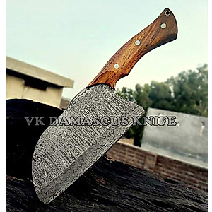 Handmade Damascus Cleaver Chopper Serbian chef knife kitchen knife fixed blade Knife 11.5 Inches with sheath VK5518