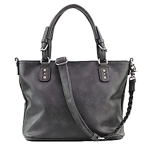 Lady Conceal Concealed Carry Purse - YKK Locking Ella Braided Concealed Weapon Tote (Gray)