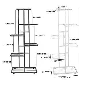JEPRECO Metal Plant Stand 6 Tier 7 Potted, Multiple Flower Pot Holder Shelves Organizer Rack for Garden Balcony Patio Living Room Indoor Outdoor (Dark Grey)