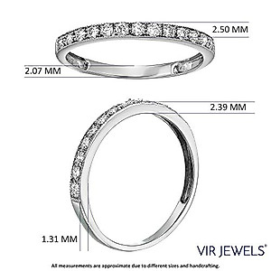 VIR JEWELS 1/4 carat (ctw) Diamond Wedding Anniversary Band for Women, Half Eternity Round Diamond Engagement Ring 14K White Gold Prong Set with Milgrain 0.25 cttw, Size 6.5