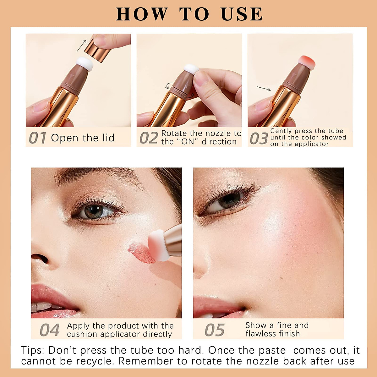 NewBang 3pcs Contour Beauty Wand Blush Highlighter Contouring Stick Set With Cushion Applicator Liquid Cream Face Rouge Bronzer Luminizers Pen Trio Smooth Blendable Moisturizing Waterproof Makeup