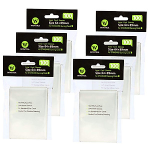 WINTRA 600 Count Precise -Fit 64 x 89 mm Clear Inner Card Sleeves, Transparent Soft Card Protectors for Standard Size Cards, Perfect for Double Sleeving