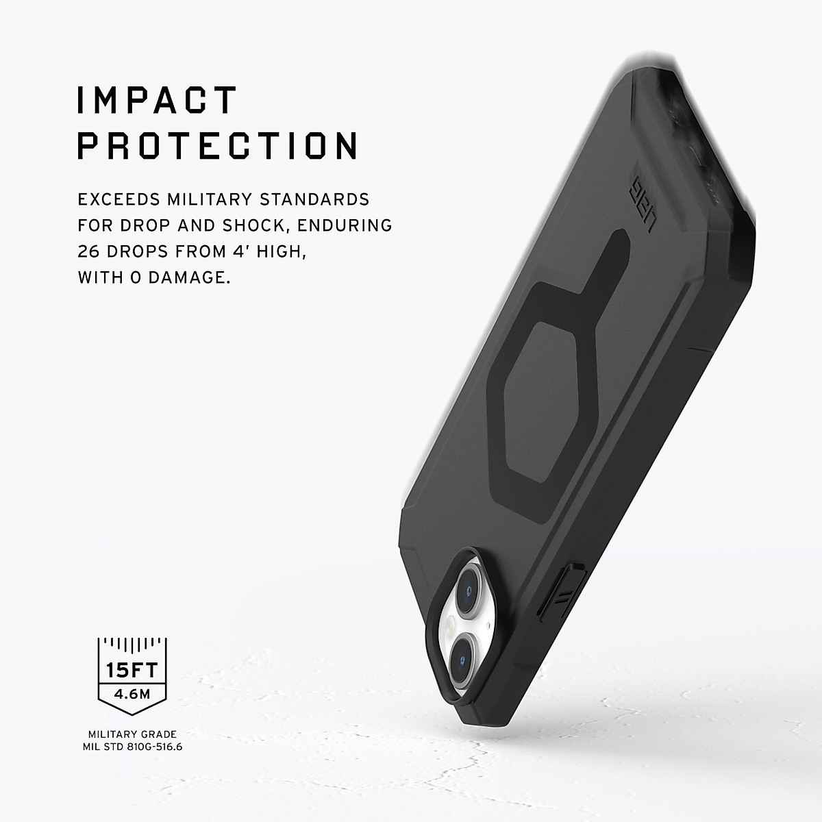 URBAN ARMOR GEAR UAG Case Compatible with iPhone 15 Case 6.1" Essential Armor Black Built-in Magnet Compatible with MagSafe Charging Rugged Military Grade Dropproof Protective Cover