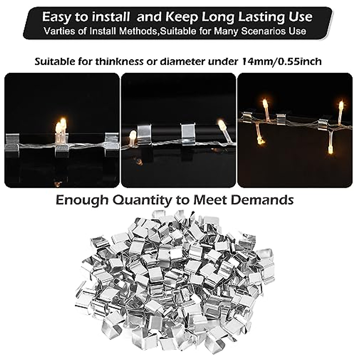 Emsiok 150PCS Metal Christmas Light Gutter Hooks, Galvanized Manganese Steel, Ideal for Outdoor String Lights